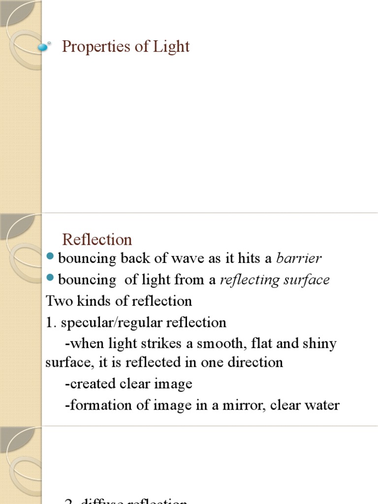 Lesson 4.1 Properties of Light 2022 | PDF | Reflection (Physics ...