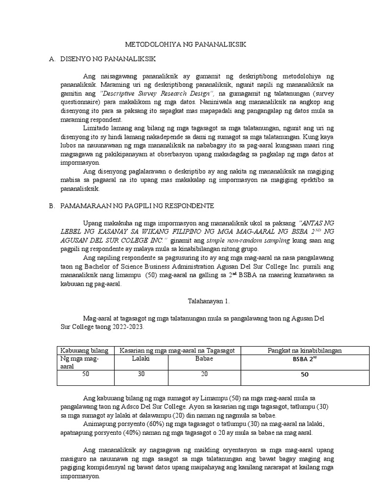 Metodolohiya NG Pananaliksik | PDF