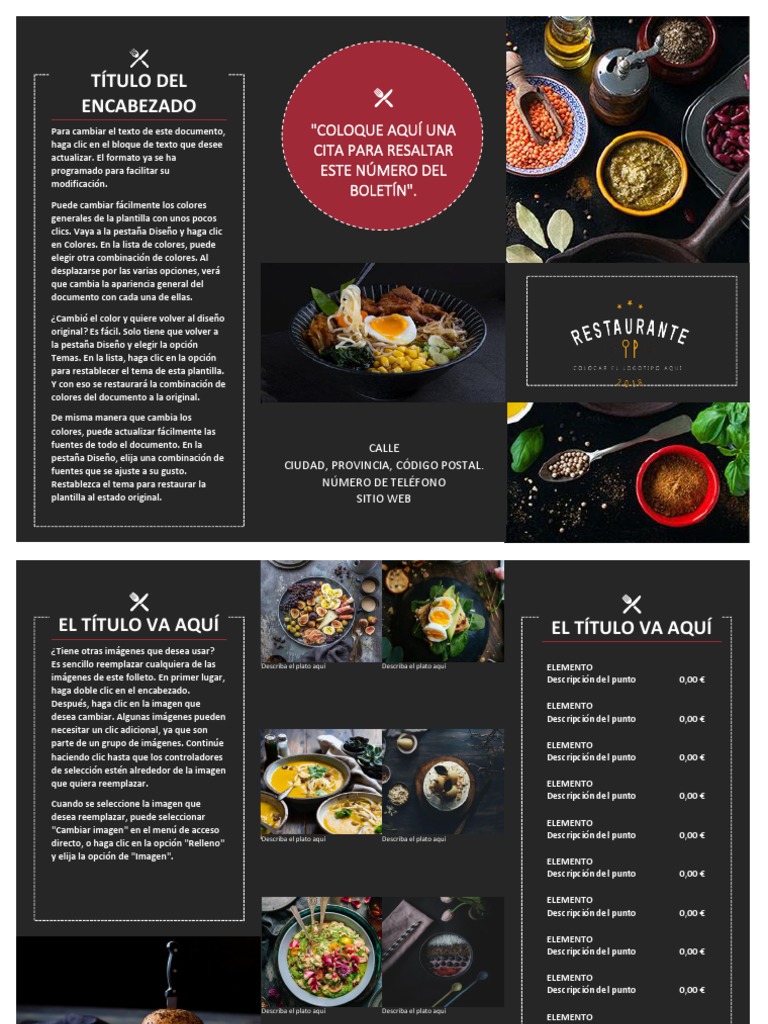 Folleto Editable para Restaurante | PDF | Informática | Software