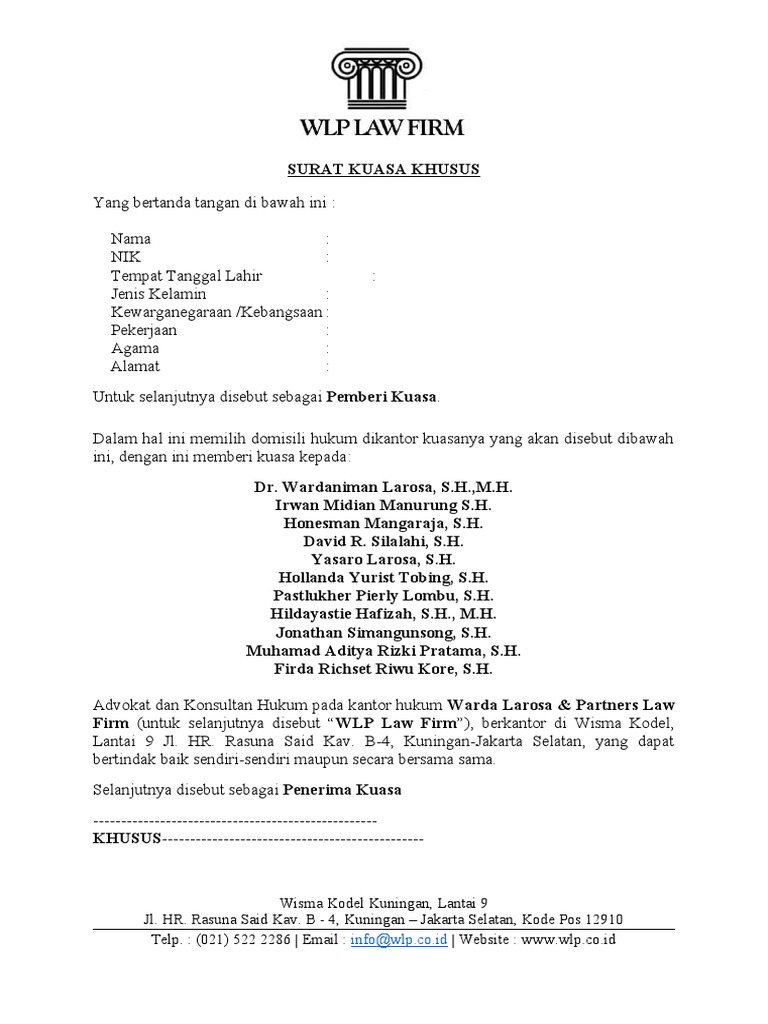 Fin. Format Surat Kuasa Member ATG - Forkan | PDF