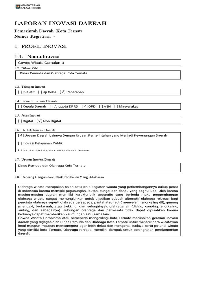 Format Iga 2022 Inovasi Daerah 1 | PDF