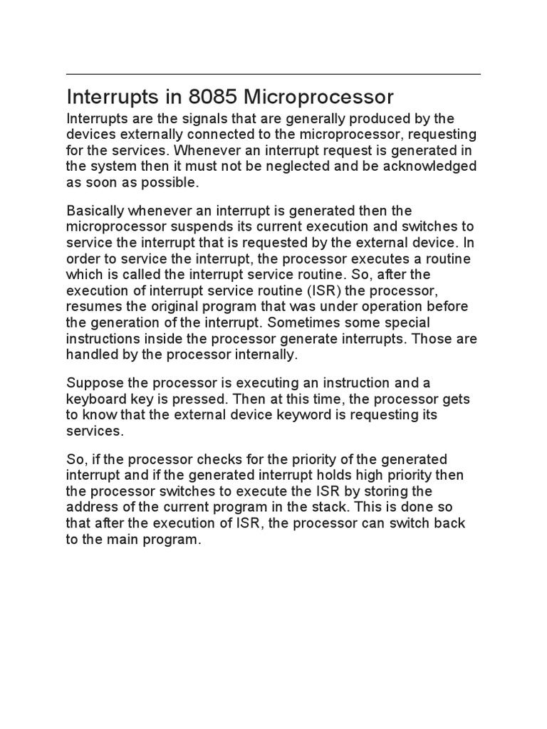 Interrupts in 8085 Microprocessor | PDF | Central Processing Unit ... Interrupts in 8085 Microprocessor | PDF | Central Processing Unit ...