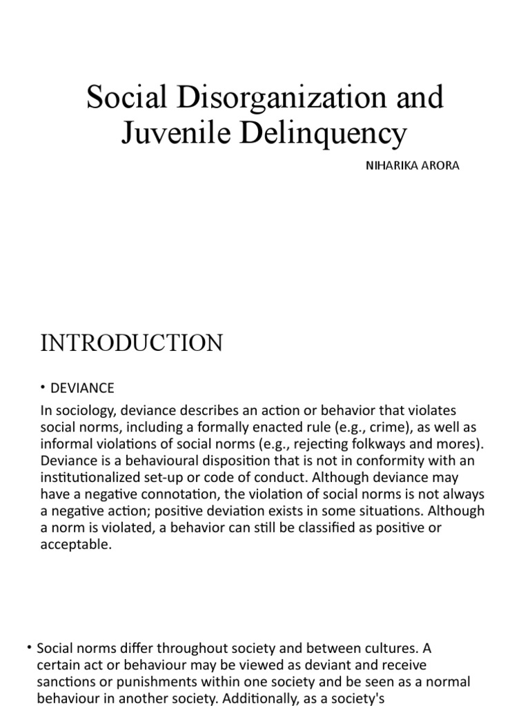 Social Disorganization and Juvenile Delinquency | PDF | Deviance ...