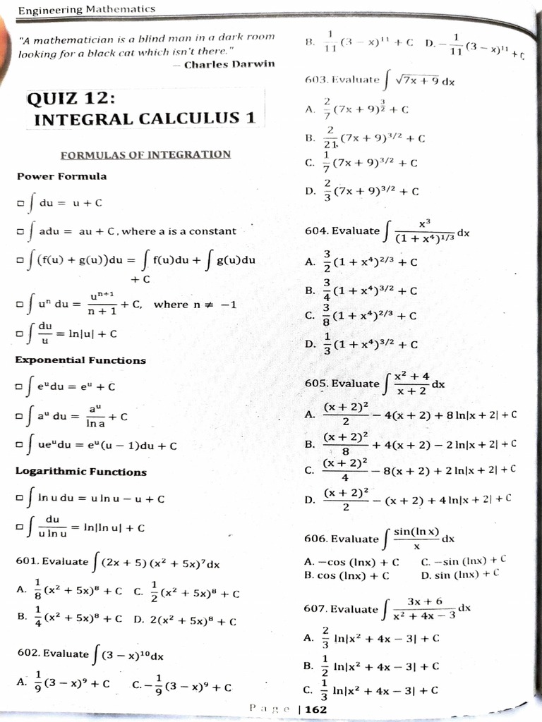 Integral Calculus 1 Concepts Problems Answer Key and Solution Manual | PDF | Trigonometric ...