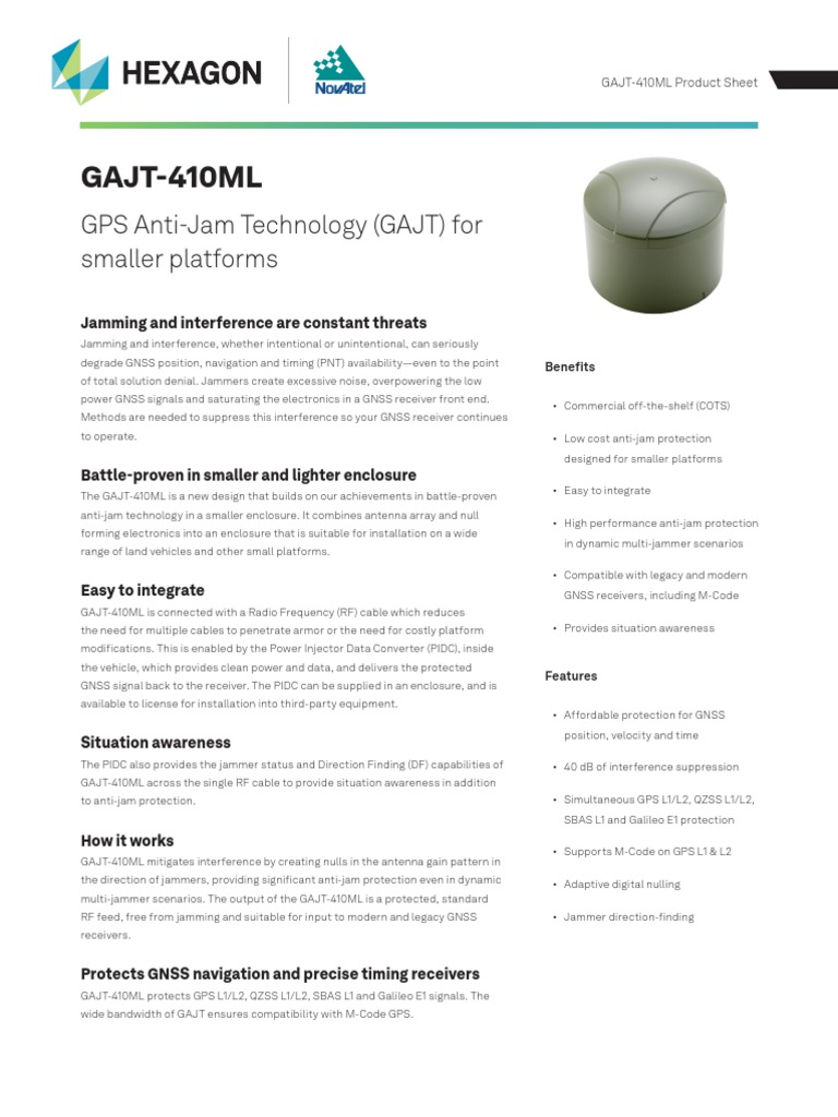 GAJT 410ML Product Sheet | PDF | Electromagnetic Interference | Antenna ...