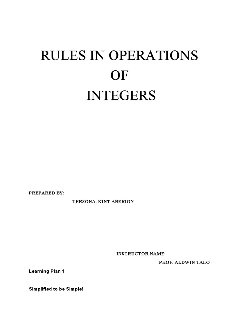Rules in Operations | PDF | Integer | Numbers