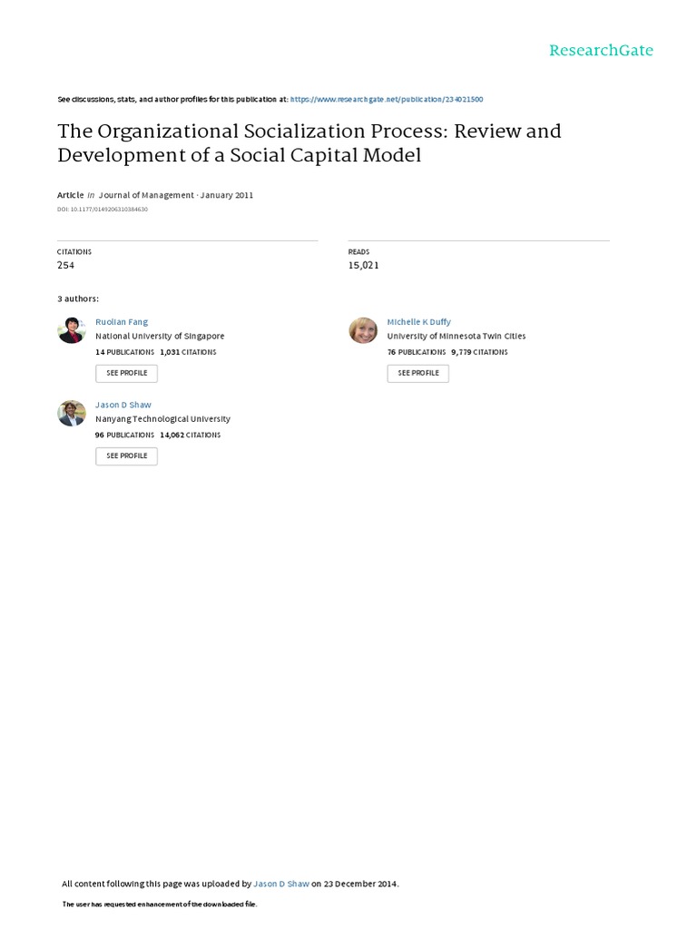 The Organizational Socialization Process Review An PDF | Download Free ...