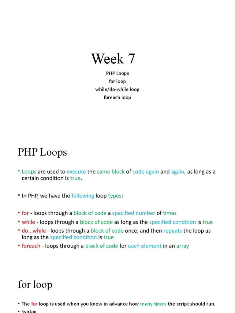 (Web Tech) Week 7 | PDF | Control Flow | Php