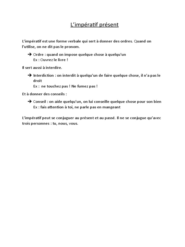 L'impératif Présent | PDF