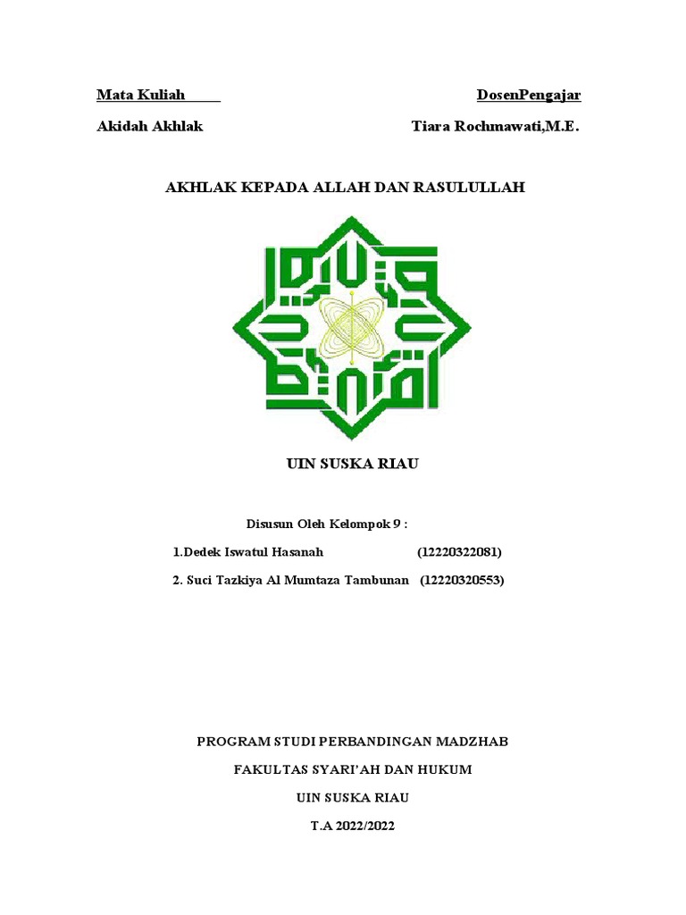 AKIDAH AKHLAK Kel 9 | PDF