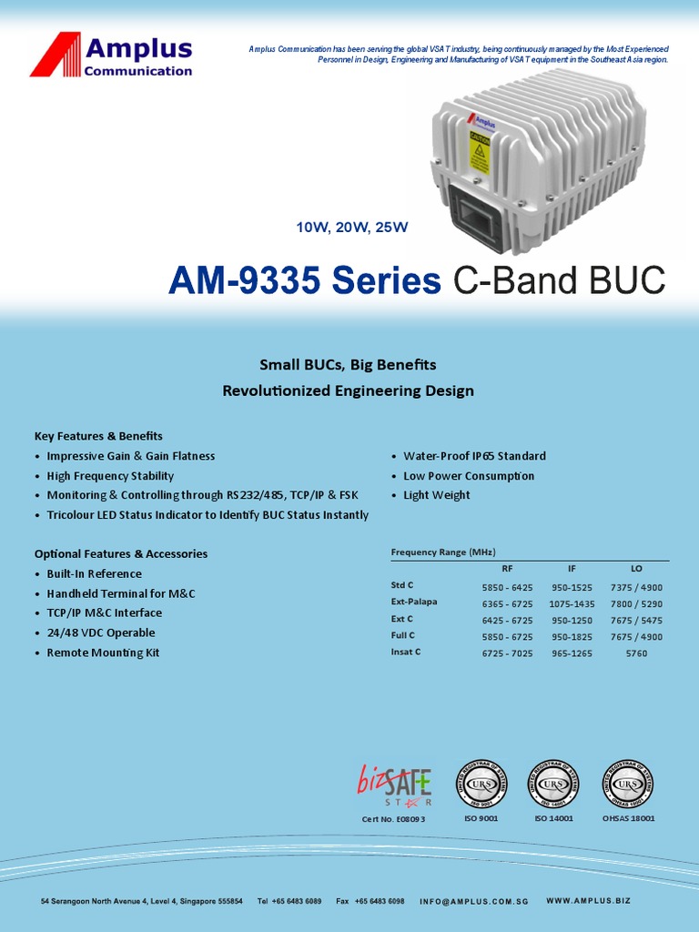 Amplus Communication's 10W, 20W, 25W BUC Promotes Reliable VSAT ...
