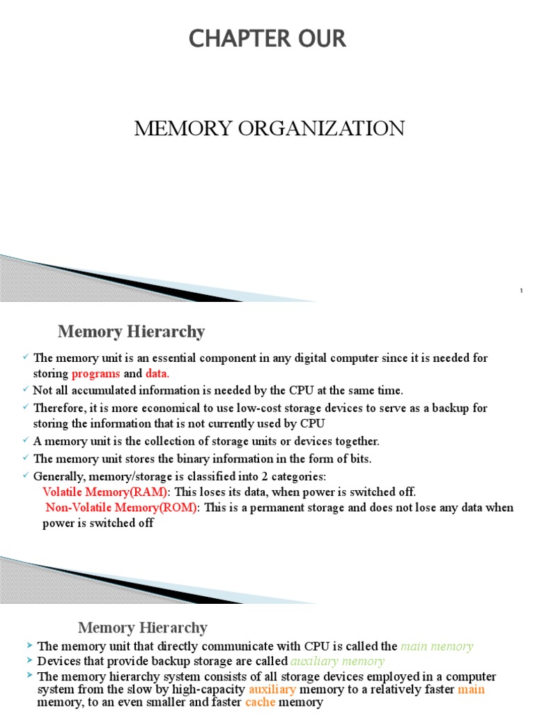 Memory Organization and Hierarchy Explained | PDF | Random Access ...