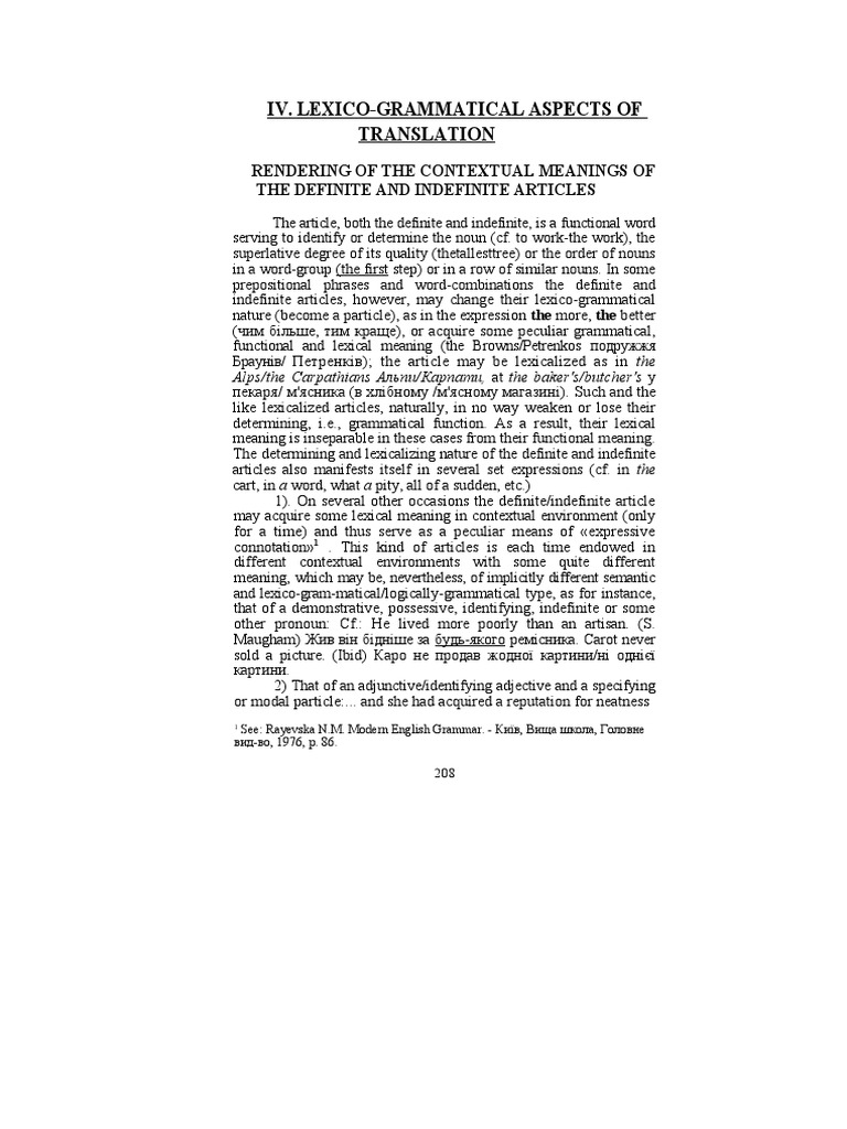Iv. Lexico-Grammatical Aspects OF Translation | PDF | Translations ...
