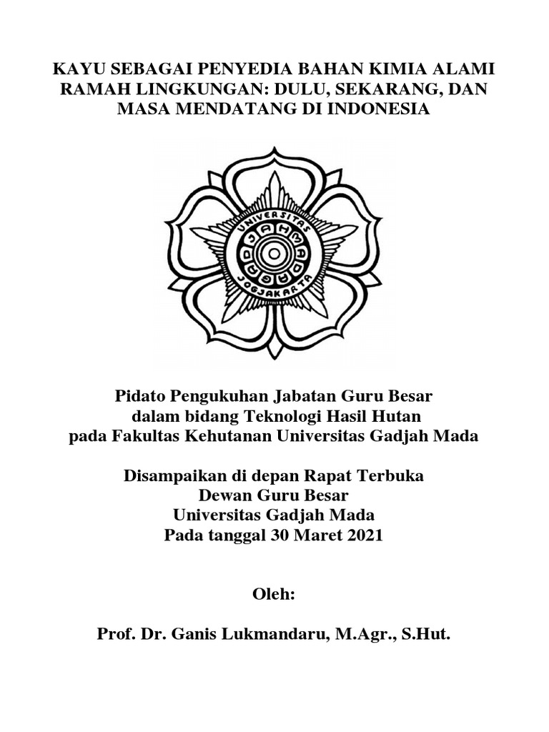 Pidato Pengukuhan Guru Besar Prof Ganis Lukmandaru PDF | PDF
