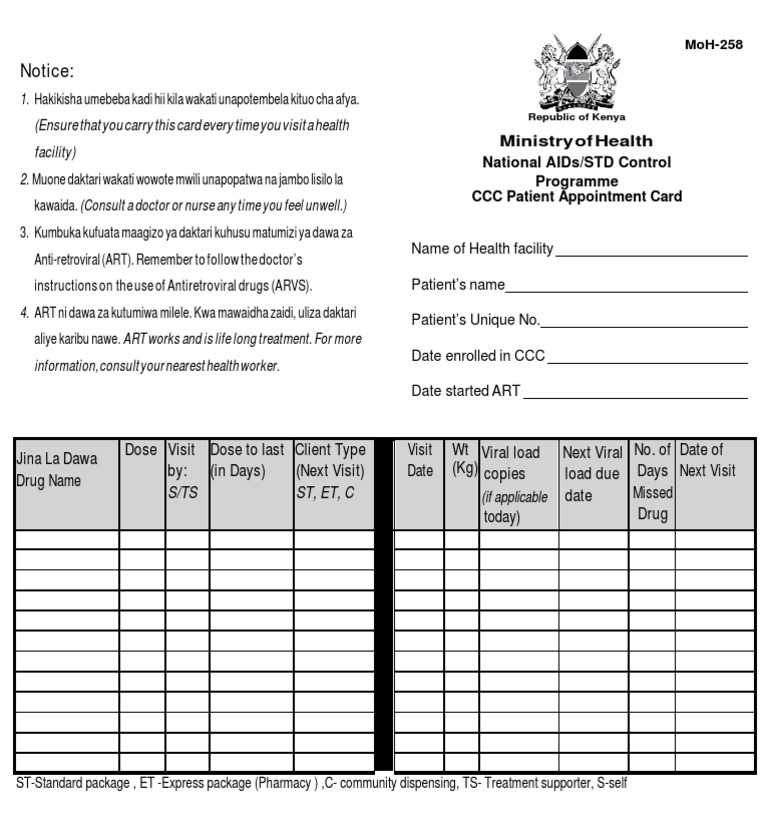 CCC Patient Appointment Card Guide | PDF