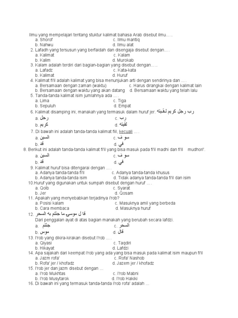 soal-soal Nahwu.docx | PDF