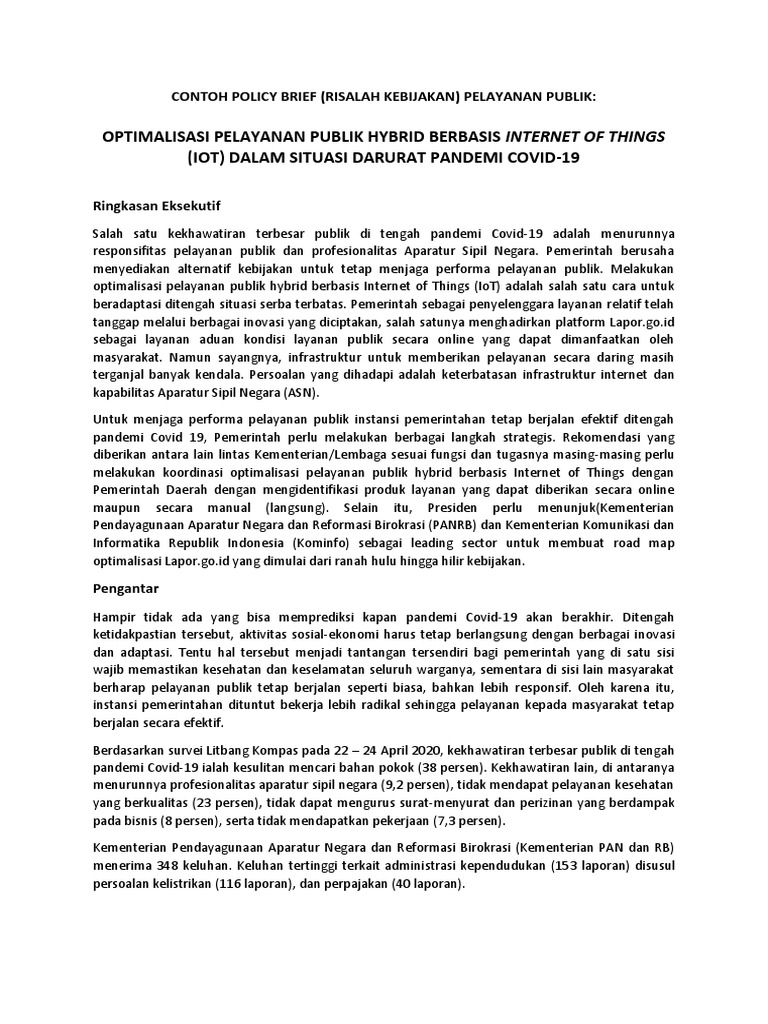 6 - Contoh Policy Brief Pelayanan Publik | PDF | Ilmu Sosial | Komputer