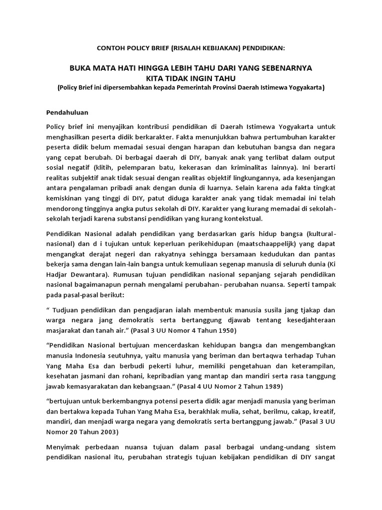 5 - Contoh Policy Brief Pendidikan | PDF 5 - Contoh Policy Brief Pendidikan | PDF