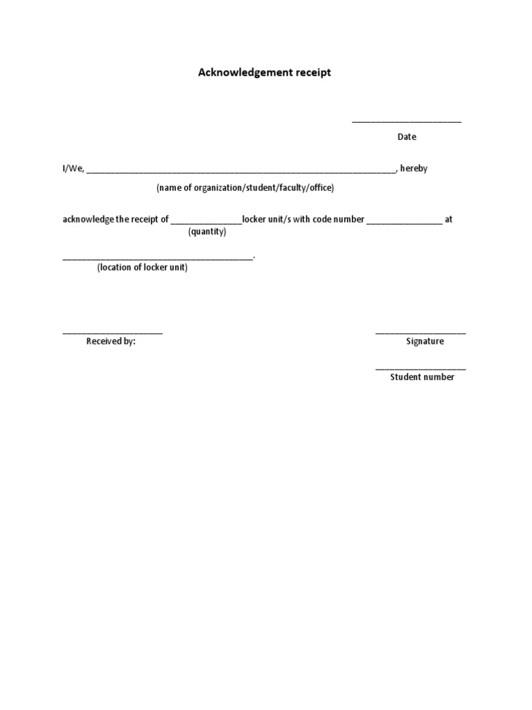 Lockers Acknowledgement Receipt PDF | PDF