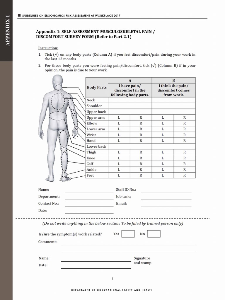 Guidelines On Ergonomics Rick Assessment at Workplace 2017 - July ...