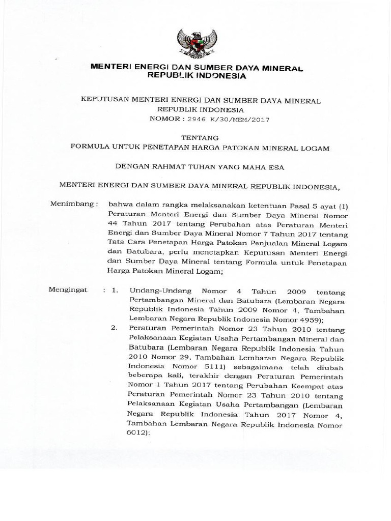 Kepmen ESDM Formula HPM | PDF