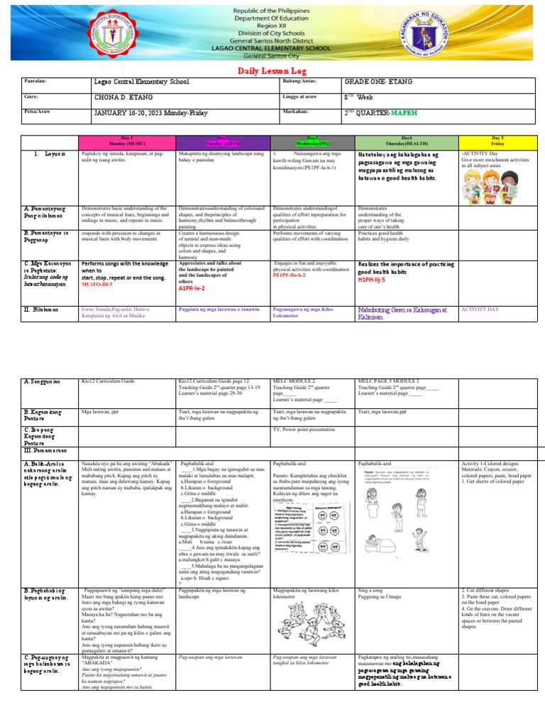 2022 Q2 Week8 DLL Mapeh | PDF | Cognition