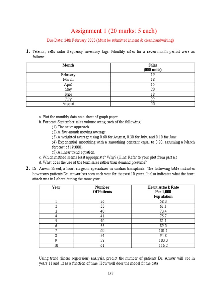 Assignment 1 - Operations Management | PDF | Forecasting | Moving Average
