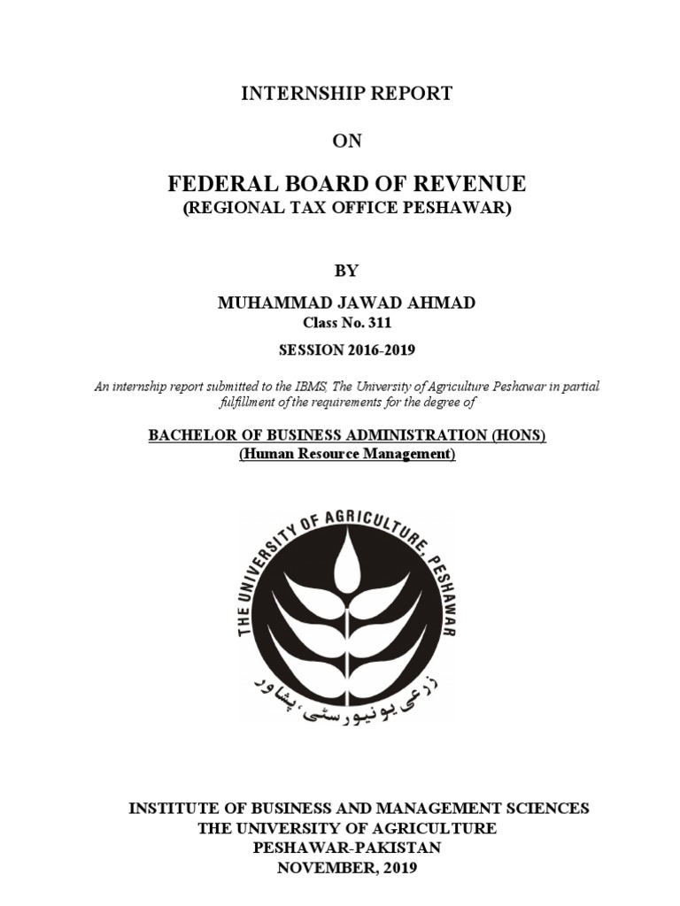 FBR Internship Report | PDF | Taxes | Excise
