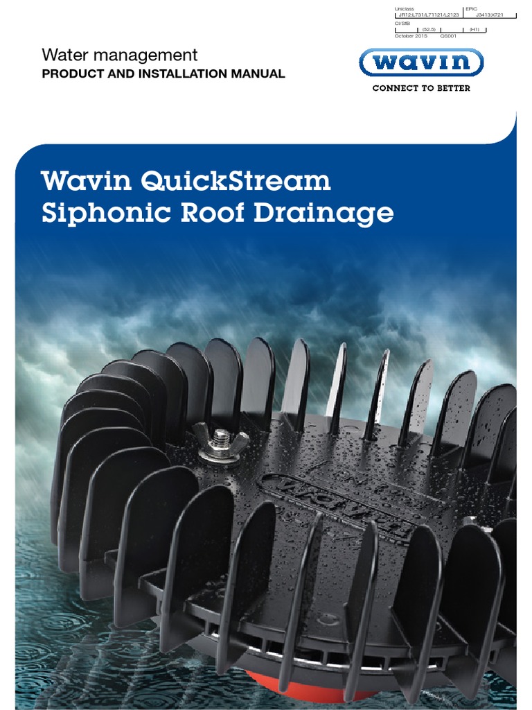 Wavin Quickstream Siphonic Roof Drainage: Water Management | PDF | Pipe (Fluid Conveyance ...