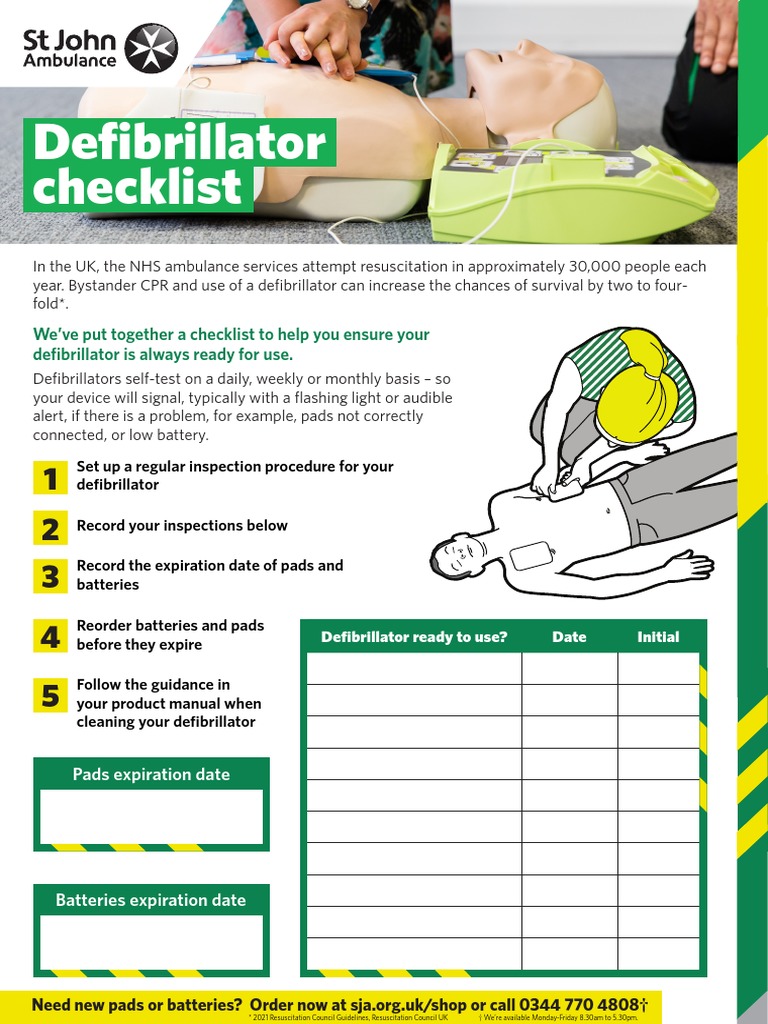 Defibrillator Maintenance Checklist | PDF