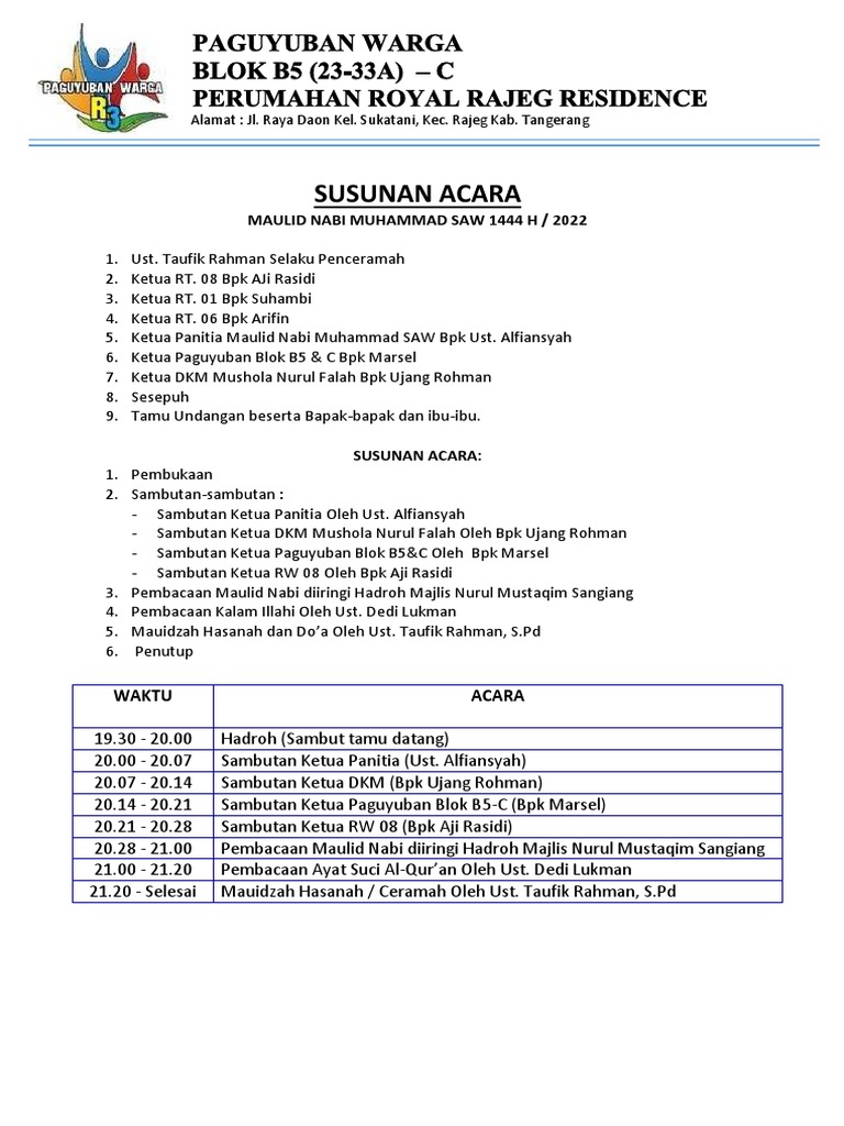 Susunan Acara MC | PDF
