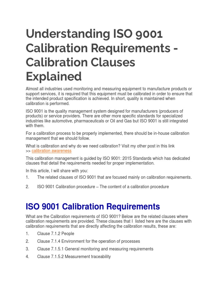 Imp of Calibration PDF | PDF | Calibration | Iso 9000