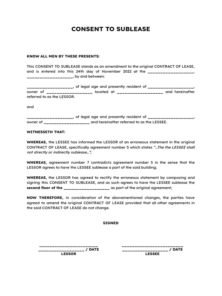 Consent To Sublease | PDF