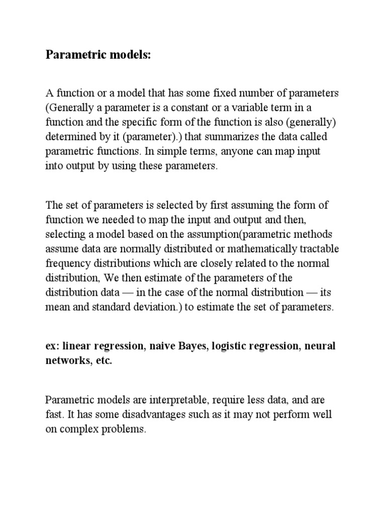 Parametric and Nonparametric Machine Learning Algorithms | PDF