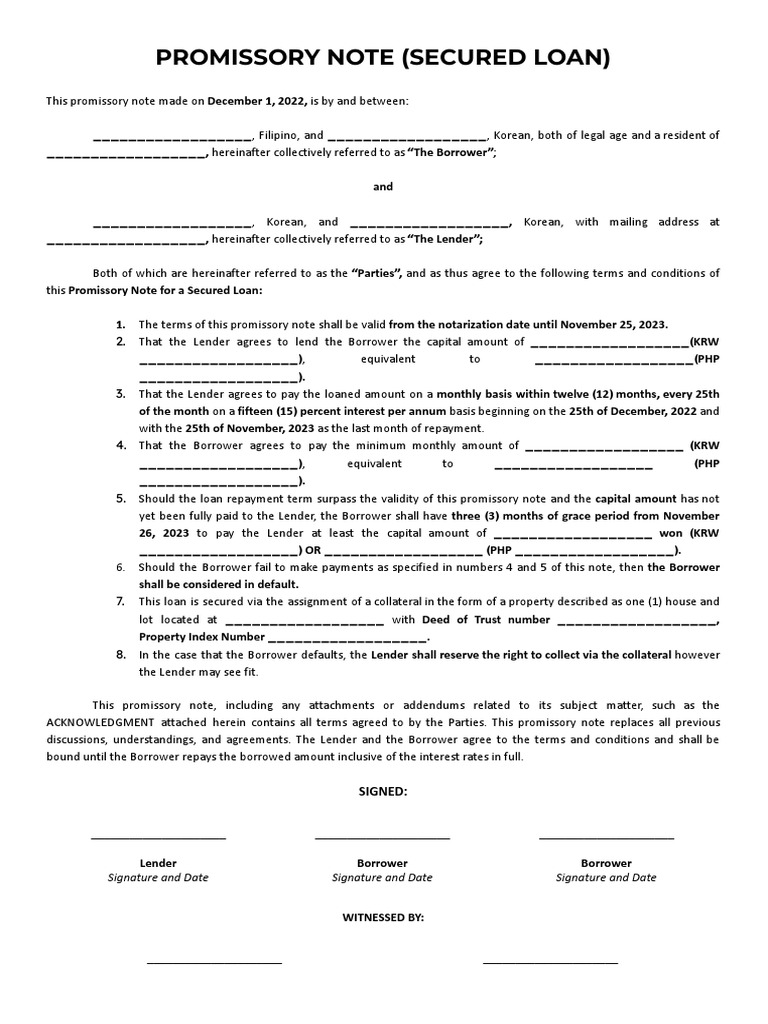 Promissory Note Lending | PDF