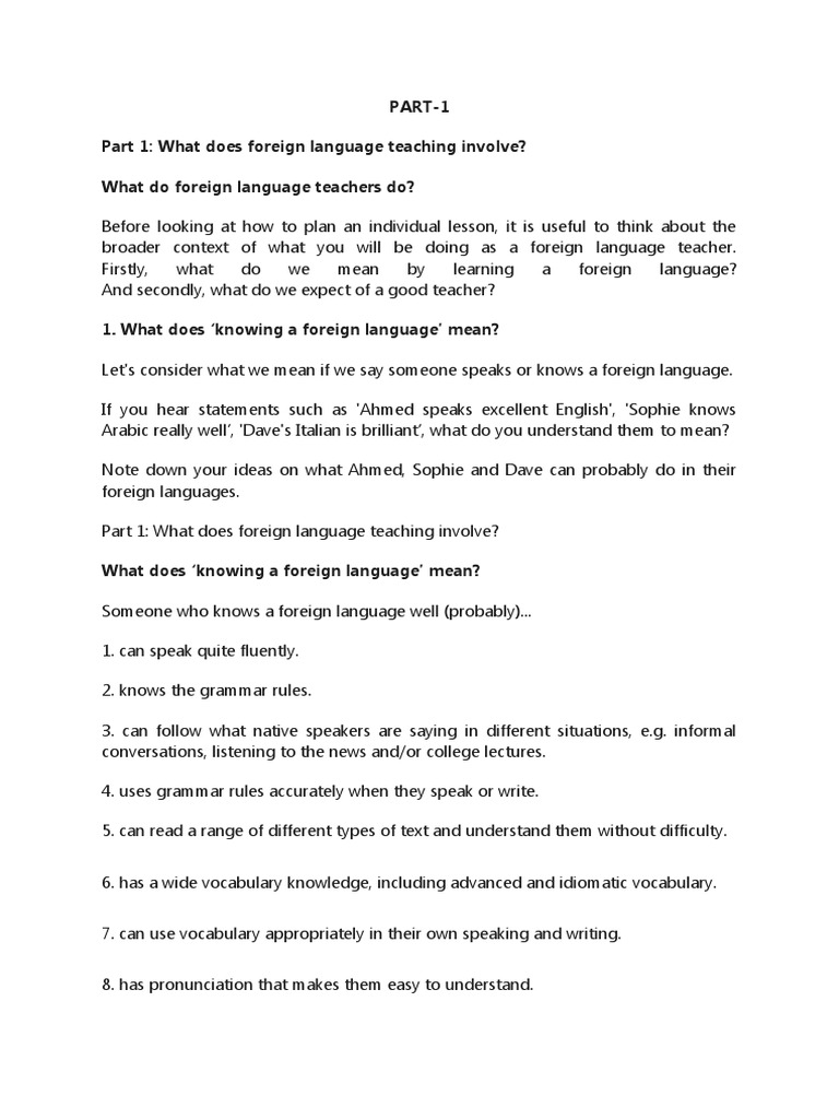 Understanding Foreign Language Teaching | PDF | Language Education ...