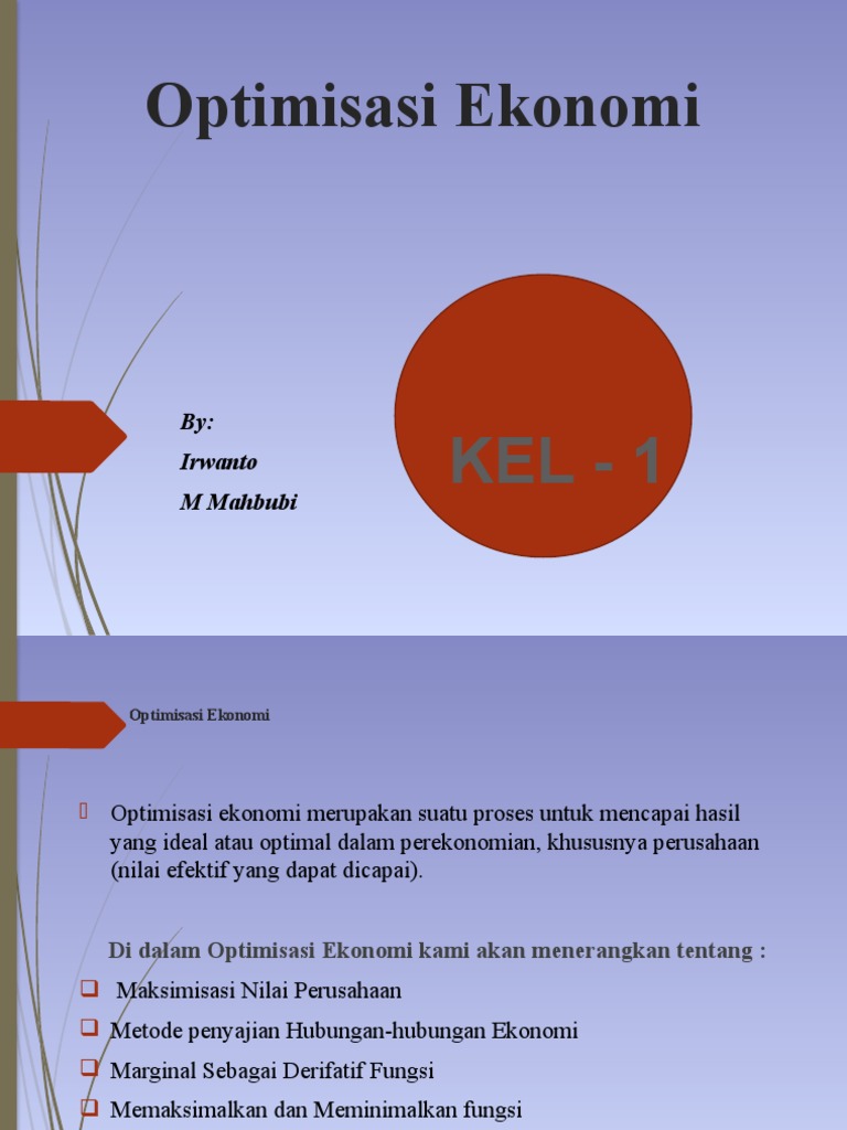 Optimisasi Ekonomi | PDF | Metode & Bahan Ajar