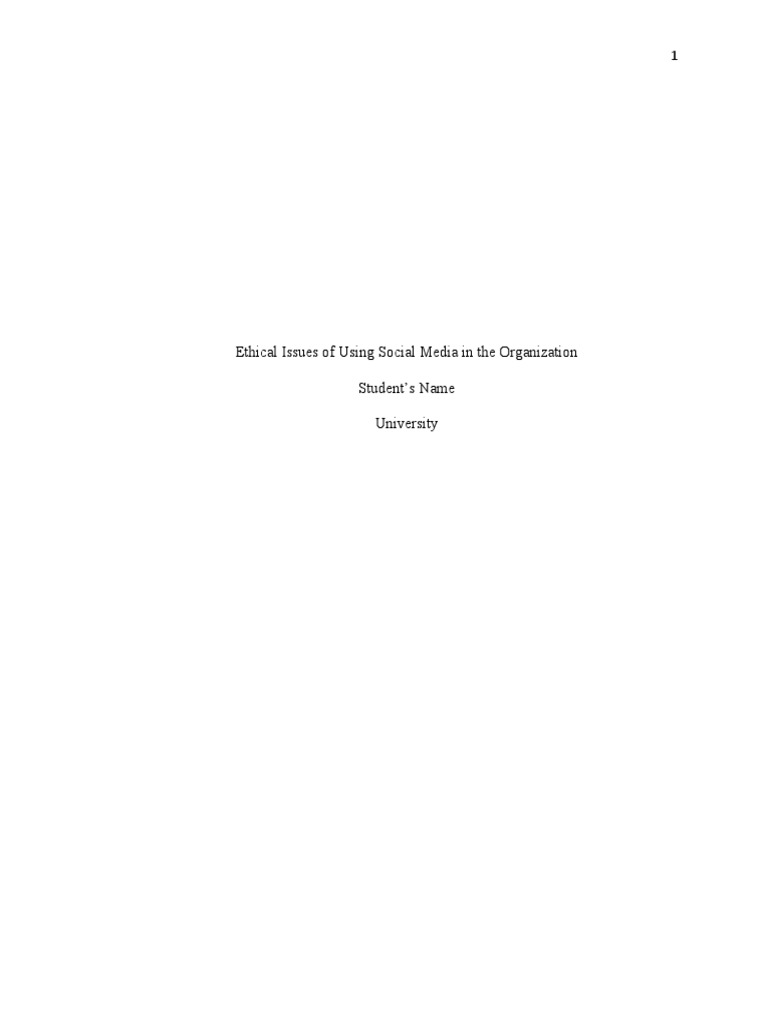 Ethical Issues of Using Social Media in The Organization | PDF | Social ...