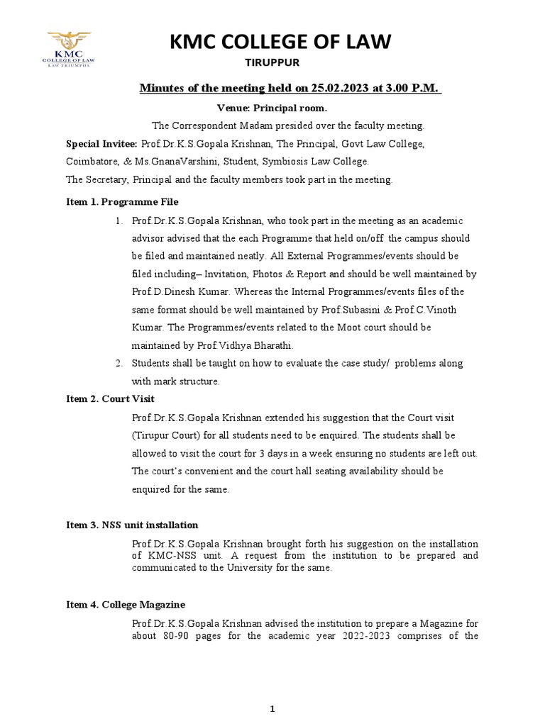 25-2-23-Minutes of The Meeting-2 | PDF | Mentorship | Behavior Modification