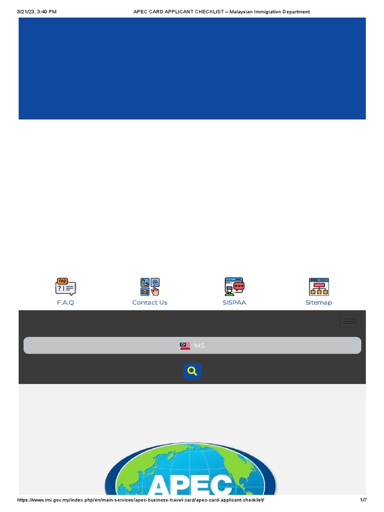APEC CARD APPLICANT CHECKLIST - Malaysian Immigration Department | PDF | Cultural Globalization ...