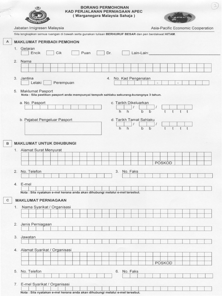 Borang Apec | PDF