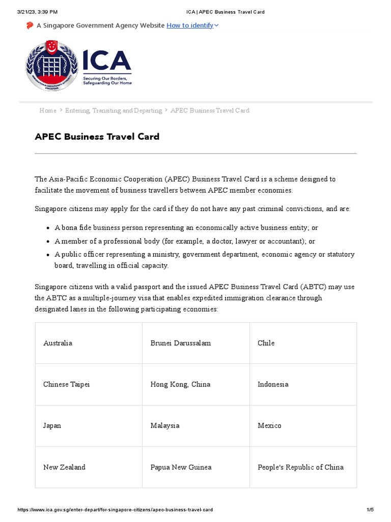 ICA - APEC Business Travel Card | Download Free PDF | Government And ...