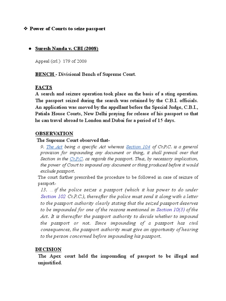 Power of Courts To Seize Passport | PDF | Governance | Courts