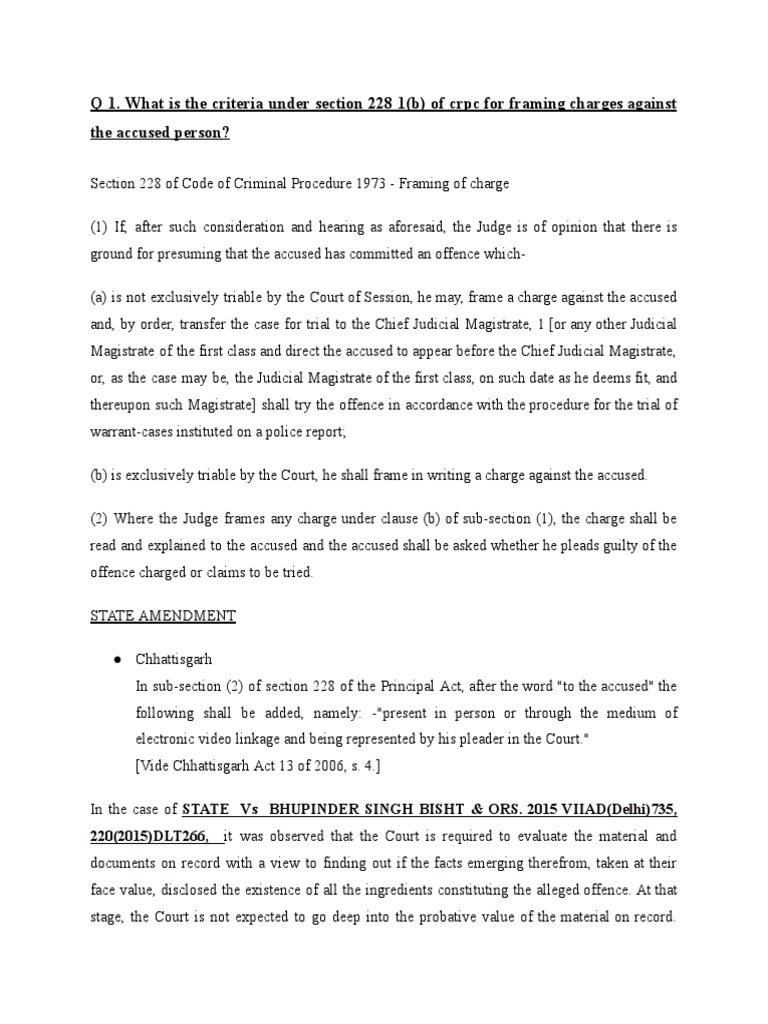 Criteria Under Section 228 1 (B) of CRPC | PDF | Criminal Procedure In ...