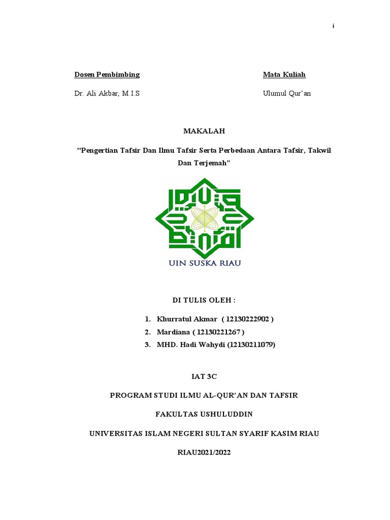 Tafsir, Takwil, dan Terjemah: Perbedaan dan Pengertian | PDF