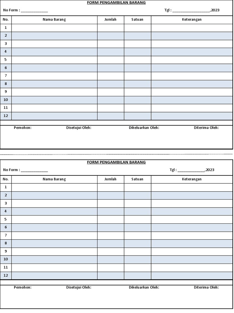 Form Pengambilan Barang | PDF