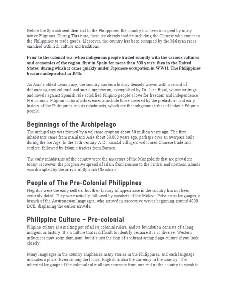 Pre-colonial Philippines culture from indigenous tribes to early trade ...
