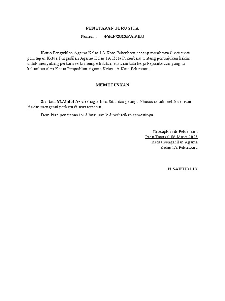 Penetapan Juru Sita | PDF