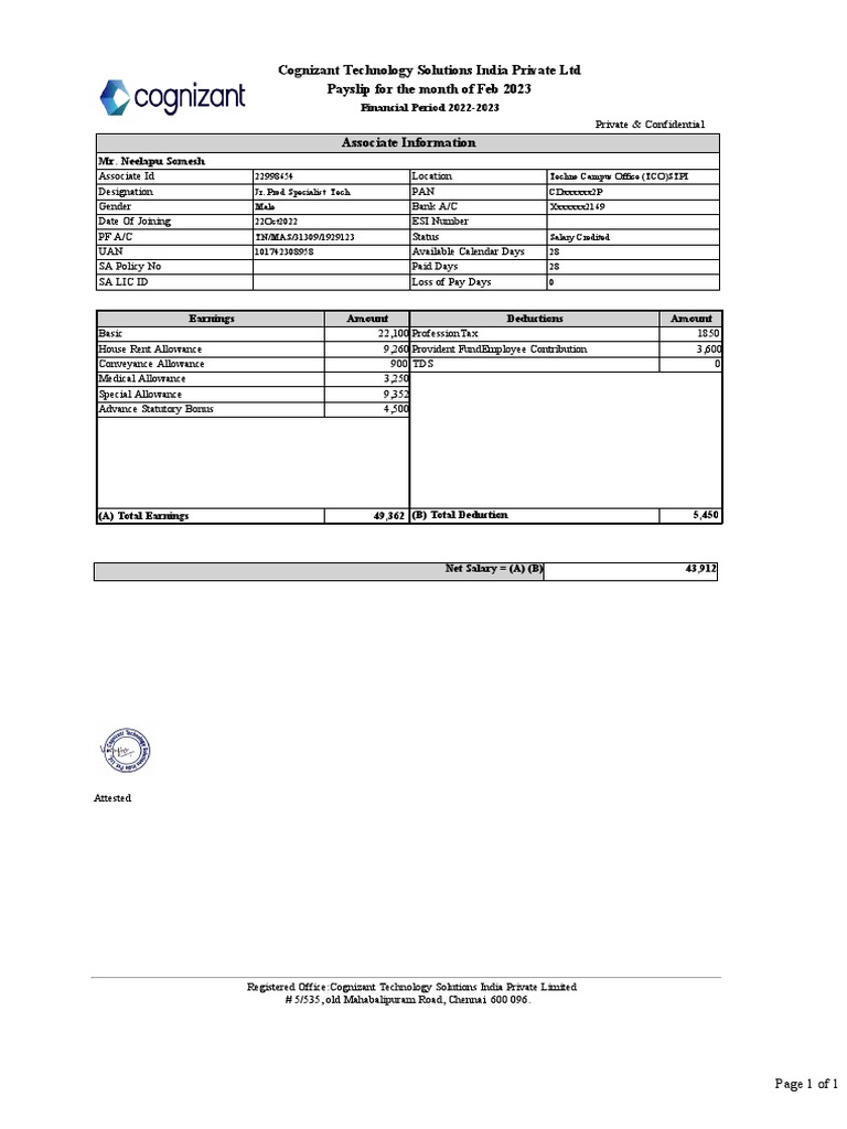 India_Payslip_January_2023 | PDF | Payments | Economies