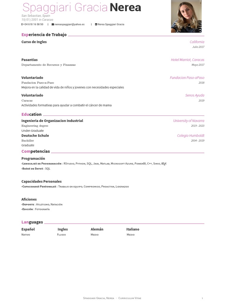 CV de Nerea Spaggiari Gracia | PDF | Ciencias de la Computación | Software
